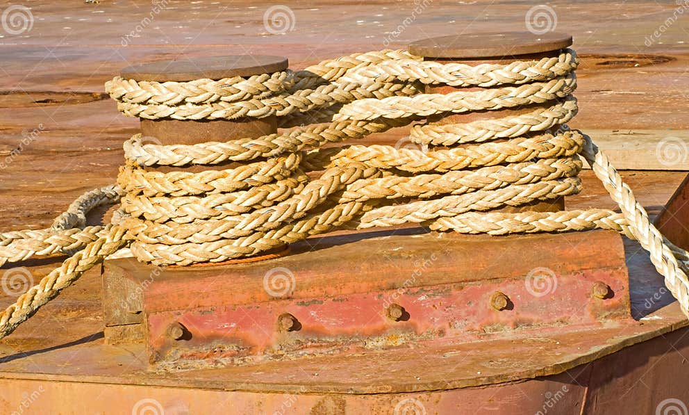 Rope Wound Securely Around Two Cleats. Stock Photo - Image of secured ...