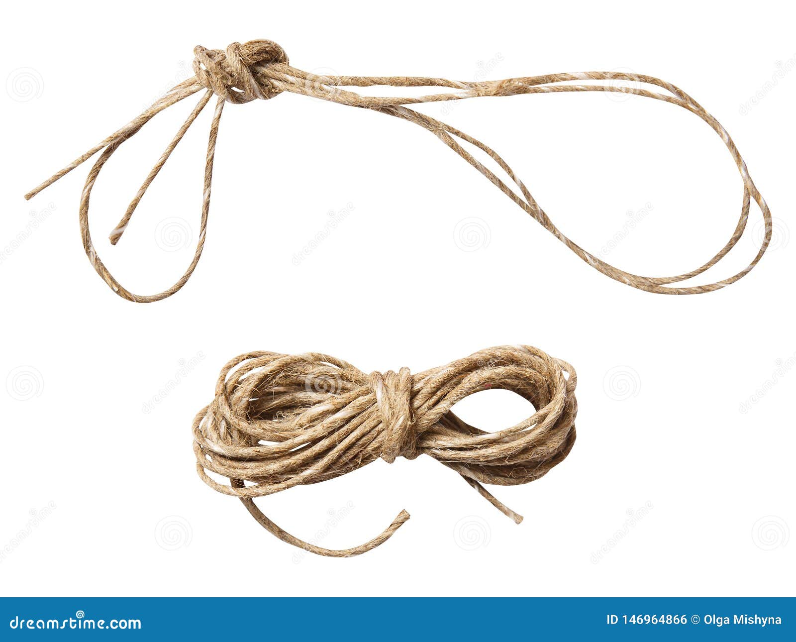 Rope Wrap with Bow Isolated on White. Stock Photo - Image of curve ...