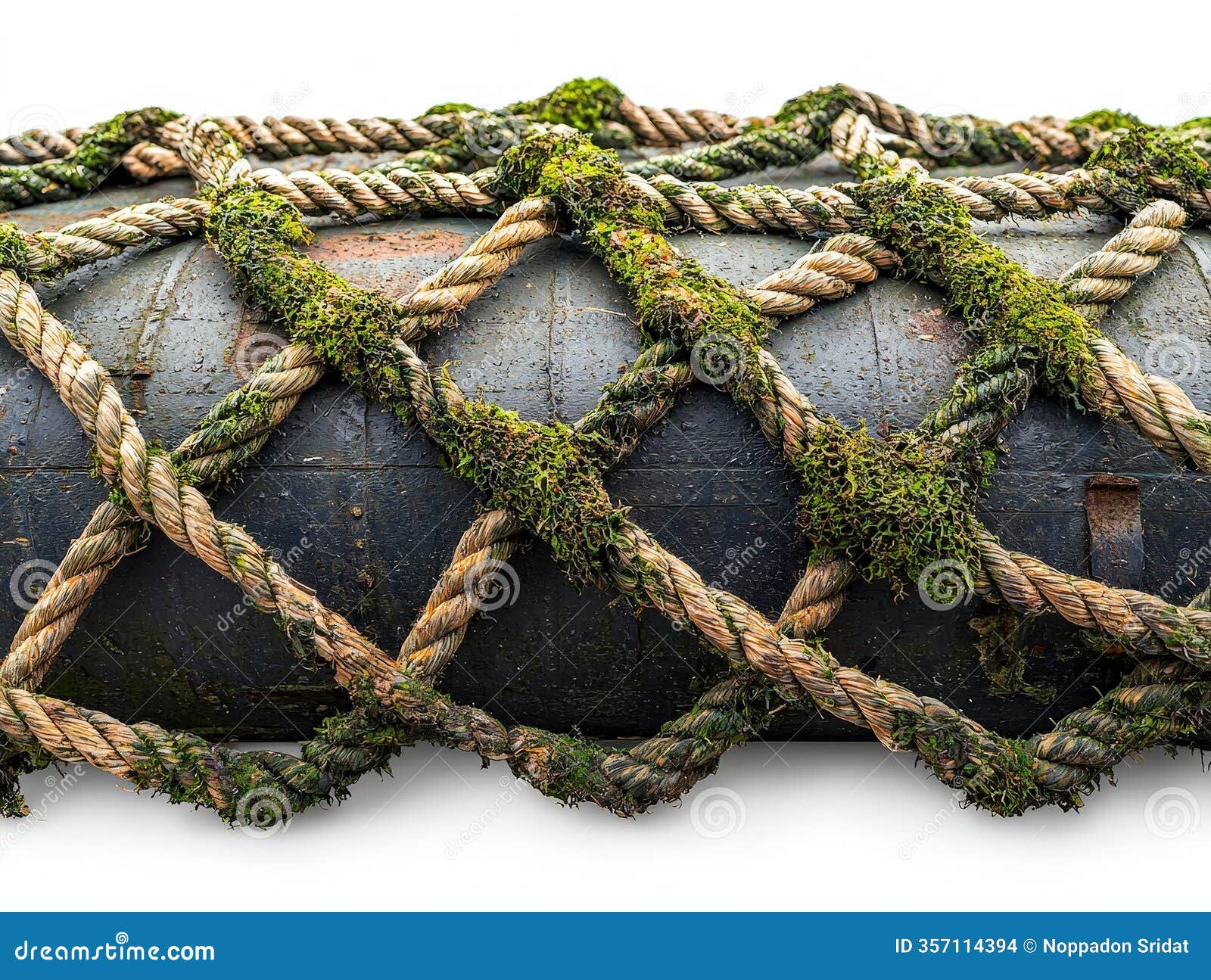 Rope Wrapped Around a Large Wooden Barrel in a Rustic Setting for ...