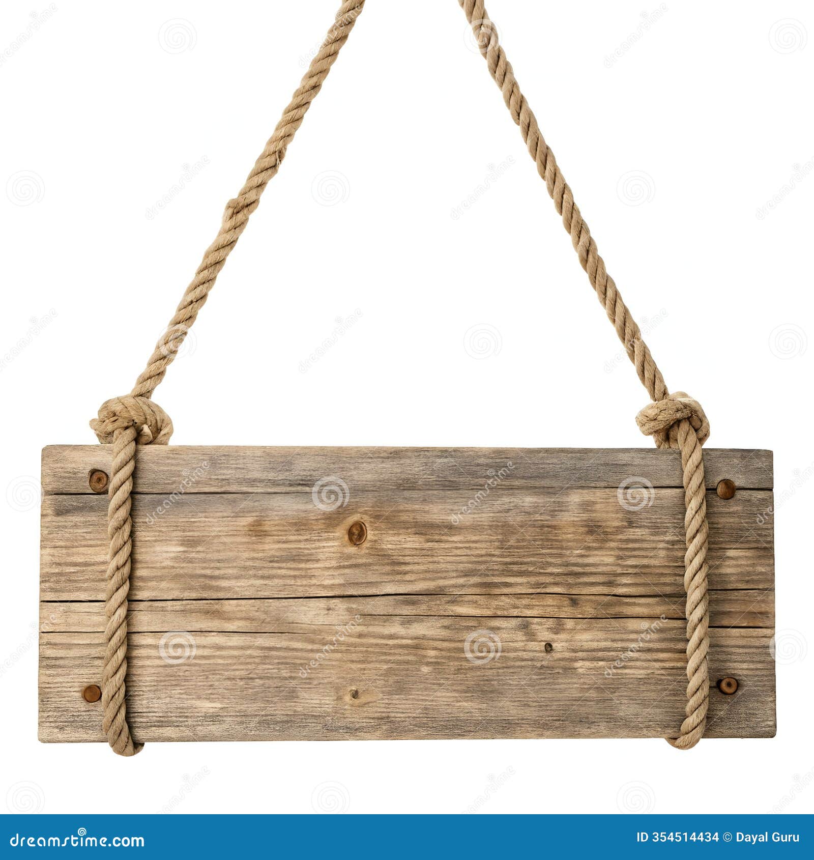 Roped Wooden Sign Isolated on White Background Stock Illustration ...