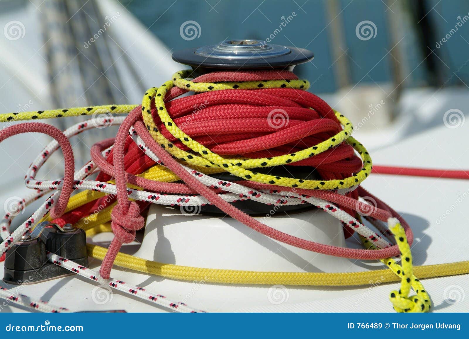 Ropes Around a Sailboat Winch Stock Image - Image of maritime, sailboat ...