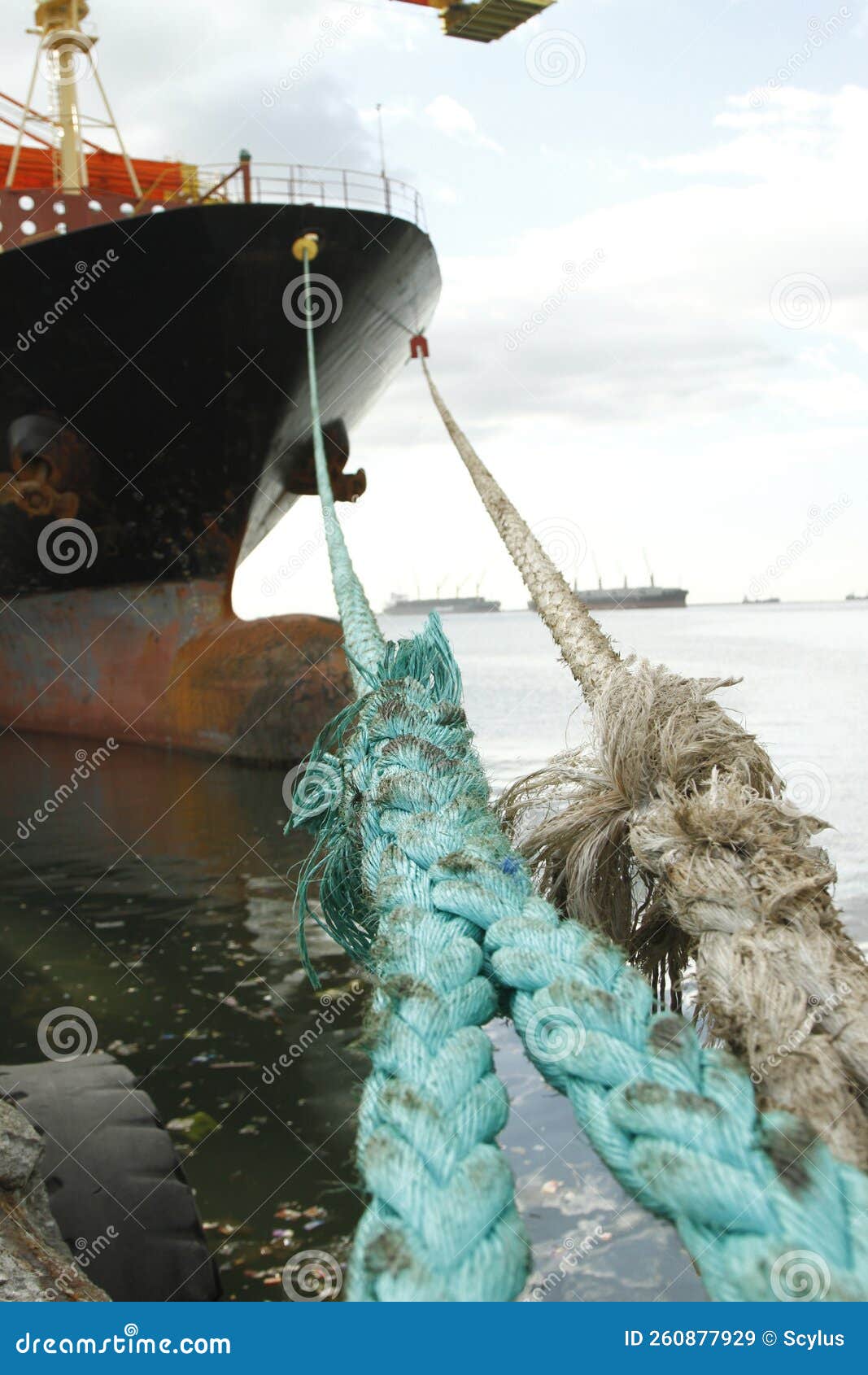 Ropes Attached To a Docked Ship at the Port of Manila Stock Image ...