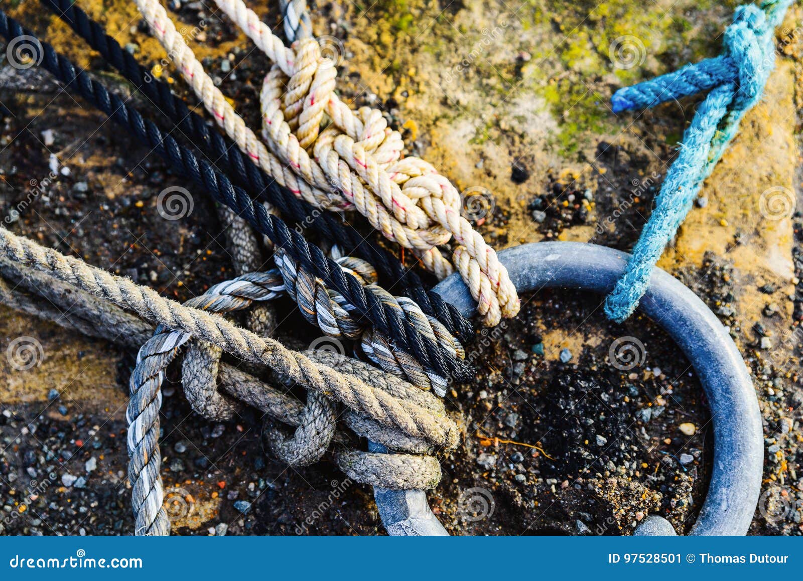 Ropes Attached To Ring in a Harbour Stock Image - Image of boating ...