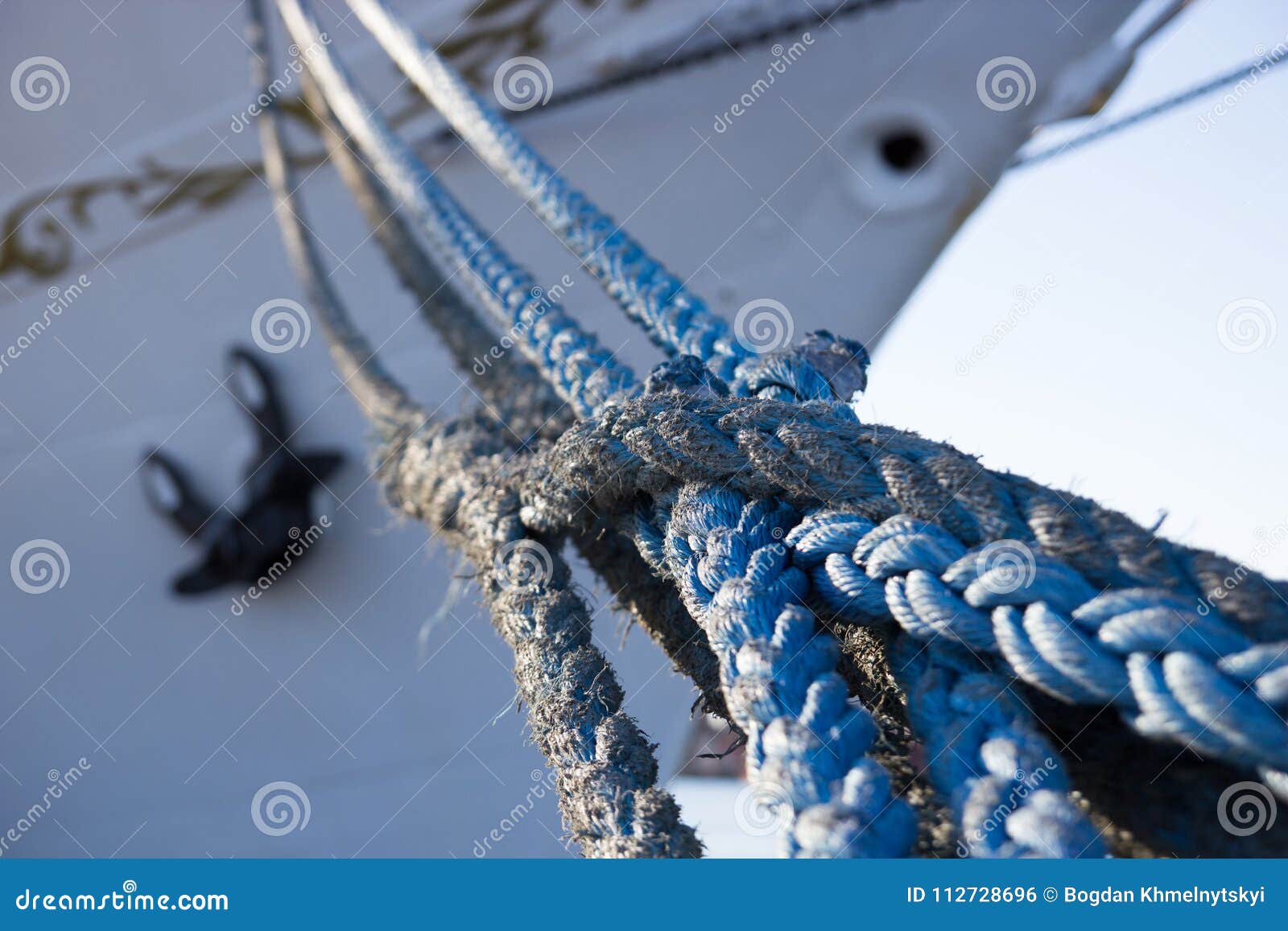 The Ropes in the Background the Bow of the Ship Stock Photo - Image of ...