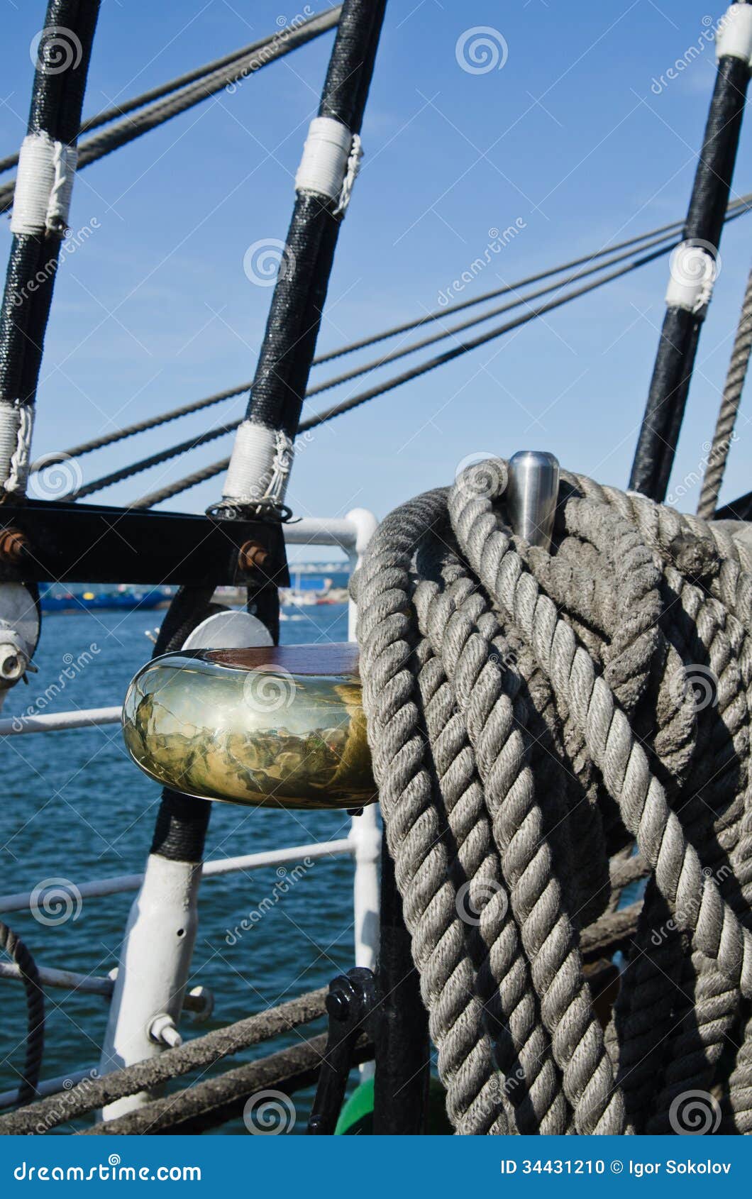 Ropes Braided in Bays on an Ancient Sailing Vessel Stock Photo - Image ...
