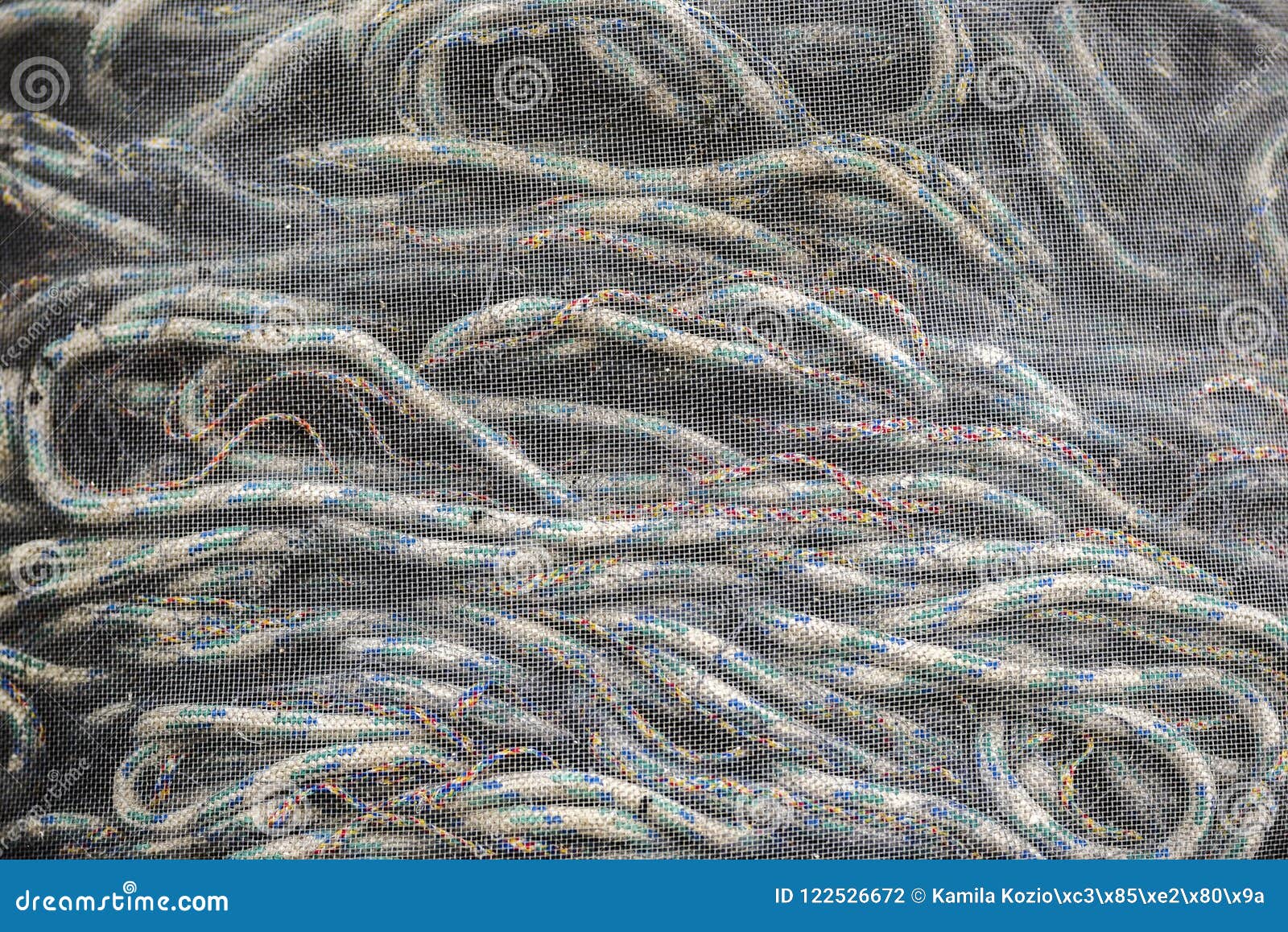 Ropes for Catching Fish Rolled Up in a Fishing Net, Texture. Stock ...