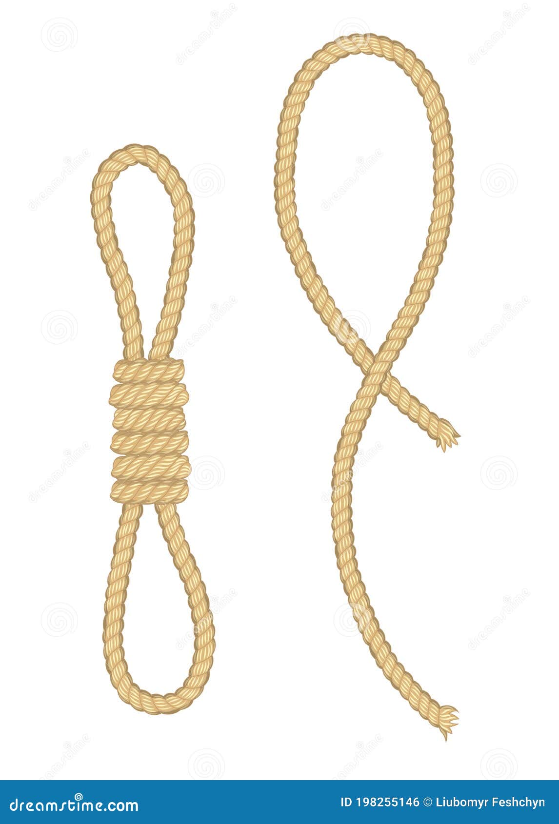 Ropes. Curved Nautical Ropes with Knots Vector Template Stock Vector ...