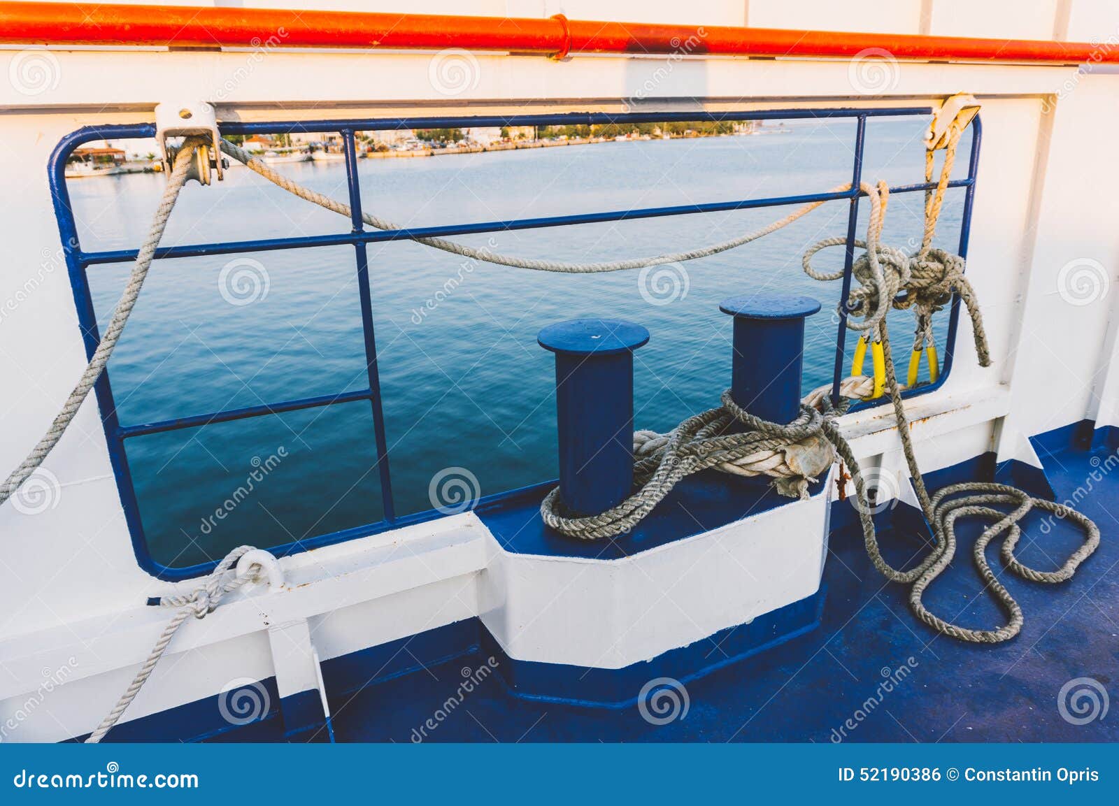 Ropes on a ferry stock photo. Image of embankment, greece - 52190386