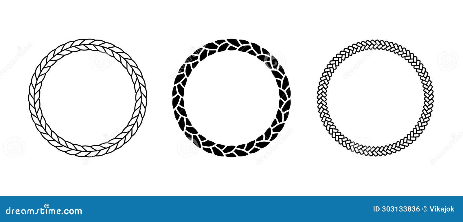 Ropes Frame Set. Round Cord Border Collection. Circle Rope Wreath Loop ...