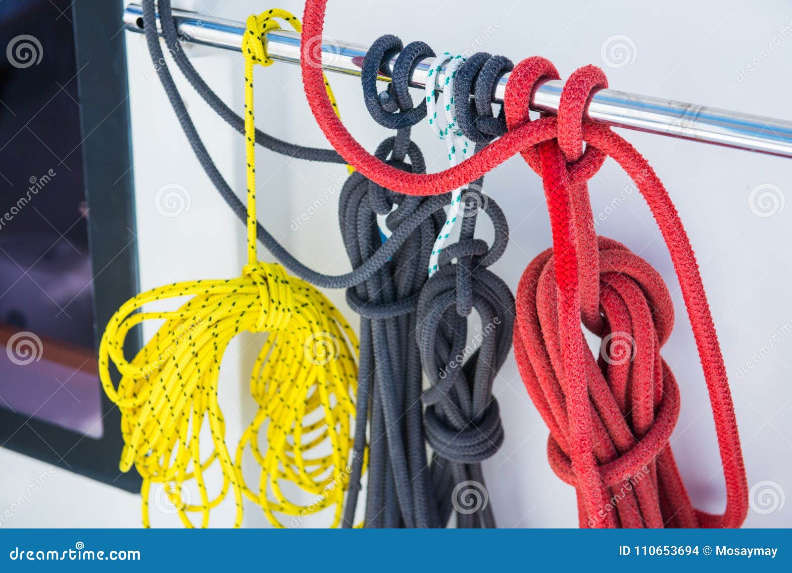 The Ropes Hanging on the Side of a Ship Stock Photo - Image of tool ...