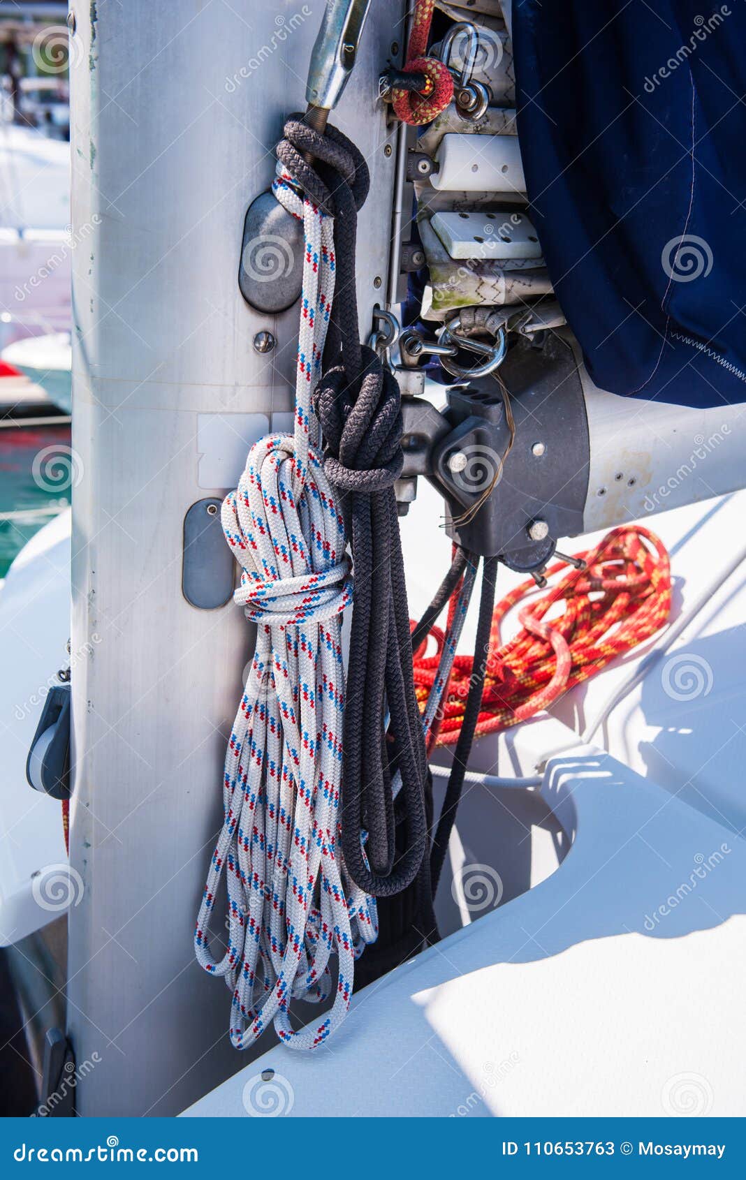 The Ropes Hanging on the Side of a Ship Stock Image - Image of roll ...