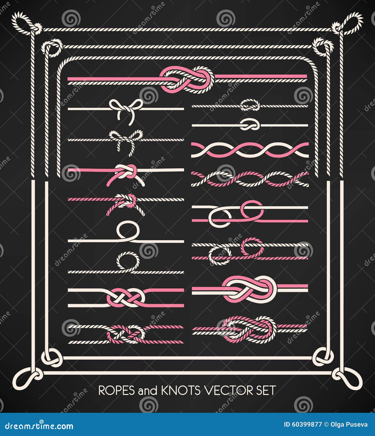 Ropes and knots set stock vector. Illustration of element - 60399877