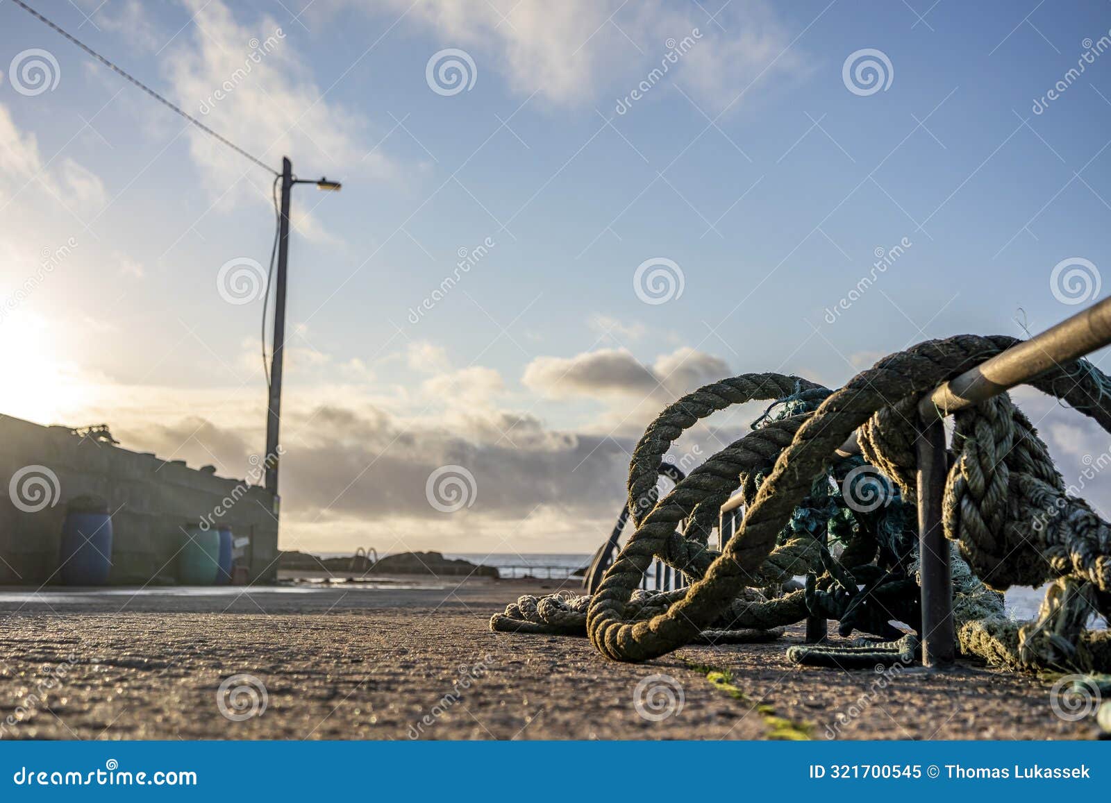 Ropes and Ladder into the Sea at Coastal Harbour Stock Image - Image of ...