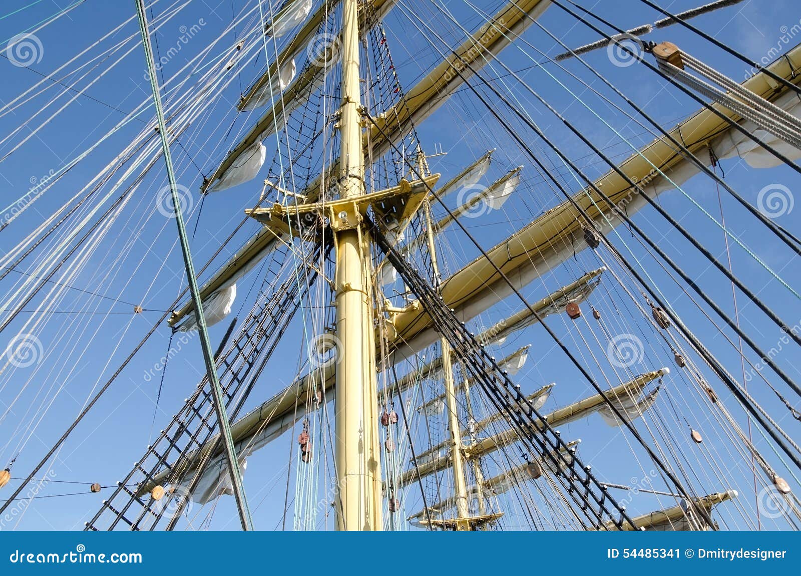 Ropes on the Mast of a Sailboat Stock Image - Image of ocean, navy ...