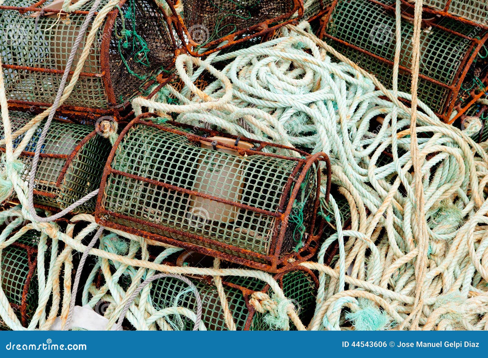 Ropes and Octopus Traps at the Port Stock Photo - Image of gear ...