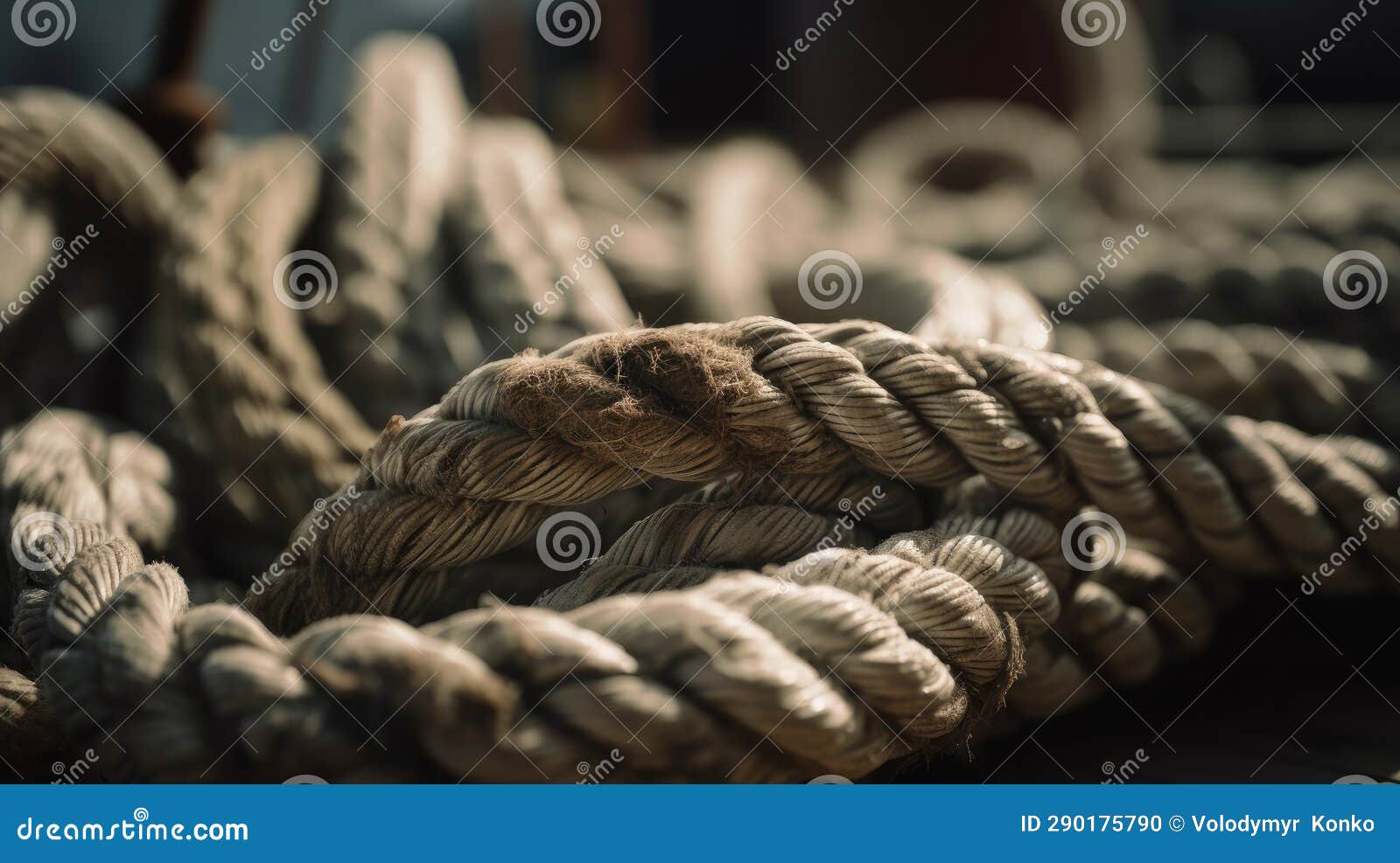 Ropes from an Old Sailing Boat, Close-up. Generative Ai Stock Photo ...
