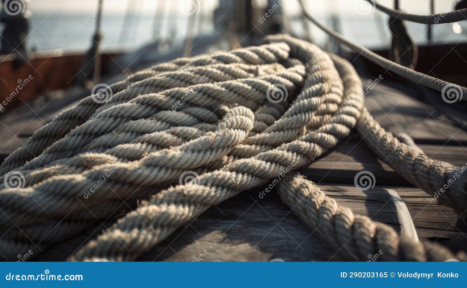 Ropes from an Old Sailing Boat, Close-up. Generative Ai Stock Image ...