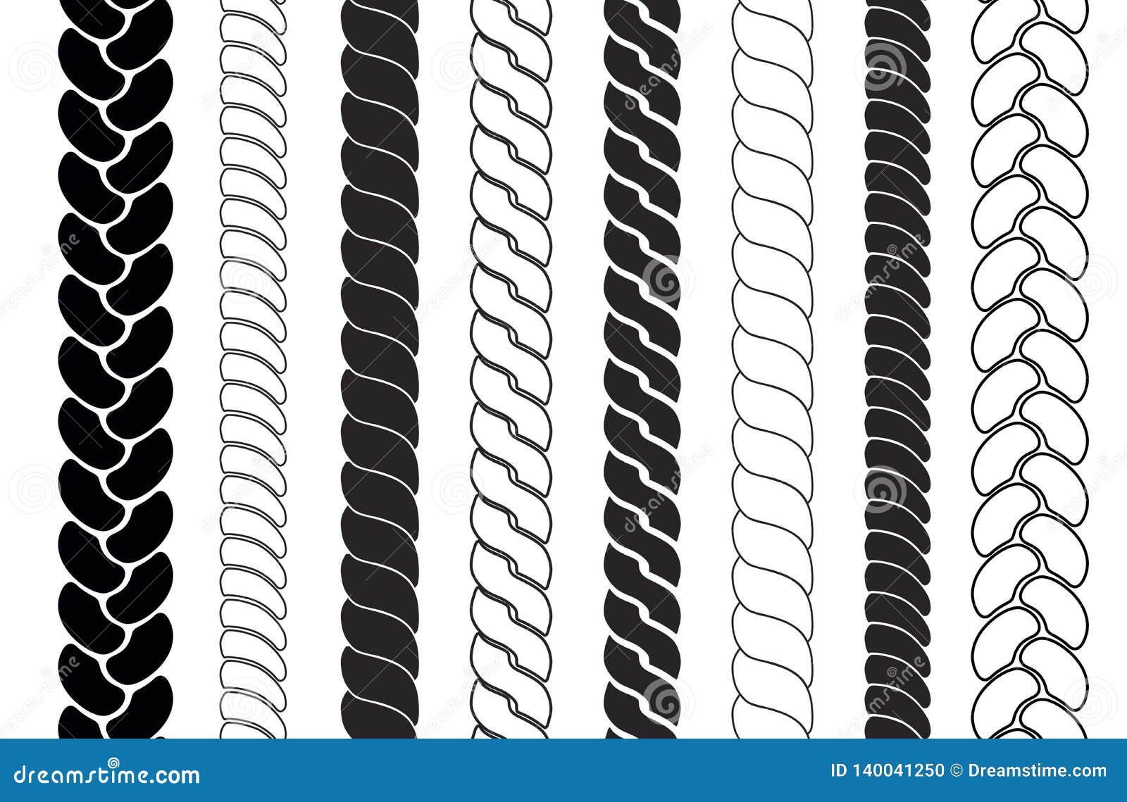 Ropes Pattern Brushes. Braids and Plaits Silhouette Collection Stock ...