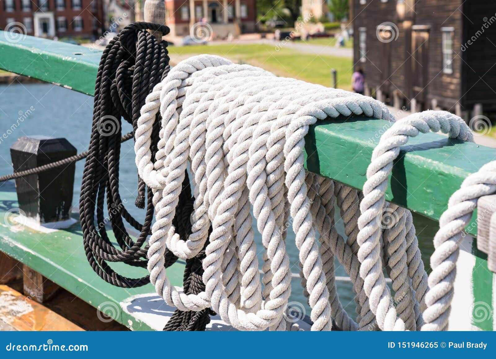 Ropes on the Railing of and Old Ship Stock Image - Image of deck, white ...