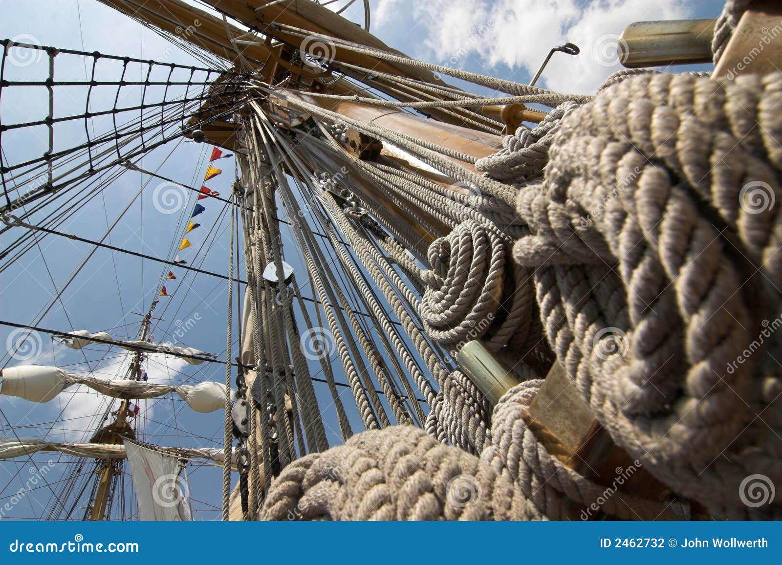 Ropes Rigging Masts And Stays On Traditional Sailing Ship Royalty-Free ...