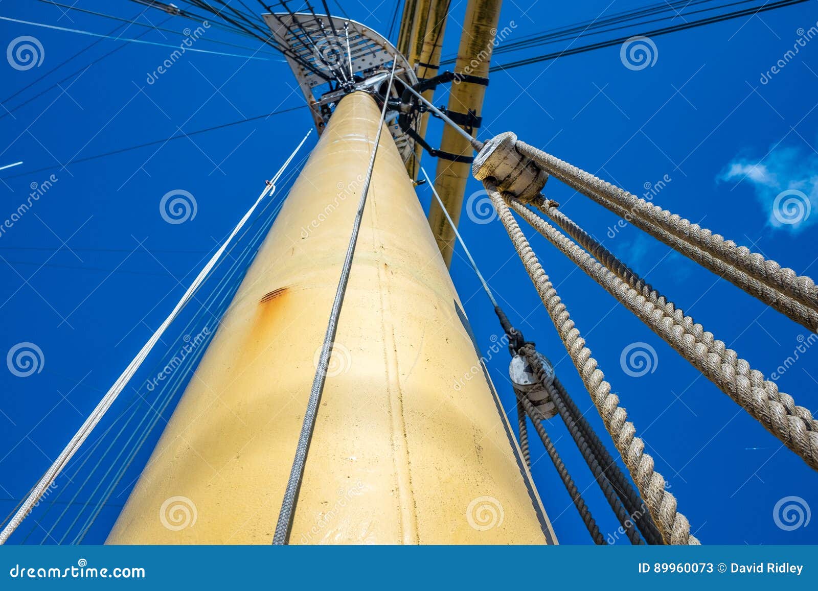 Ropes Rigging Masts and Stays on Traditional Sailing Ship Stock Image ...