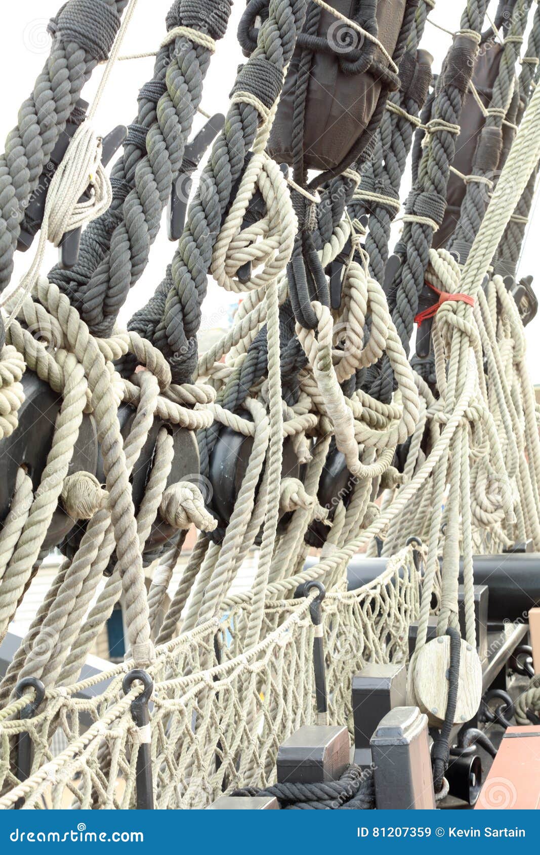 Ropes and Rigging from an Old Sailing Ship Stock Image - Image of ...