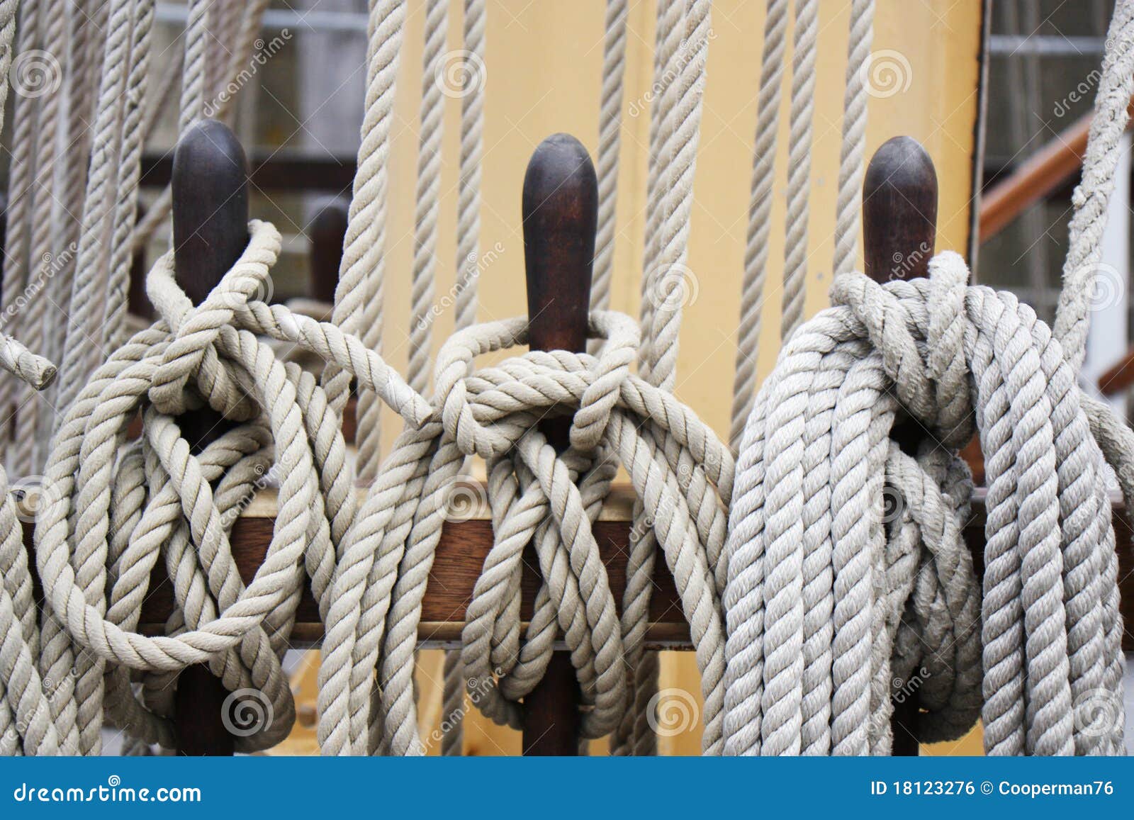 Ropes and Rigging on a Sail Ship Stock Photo - Image of taught, rope ...