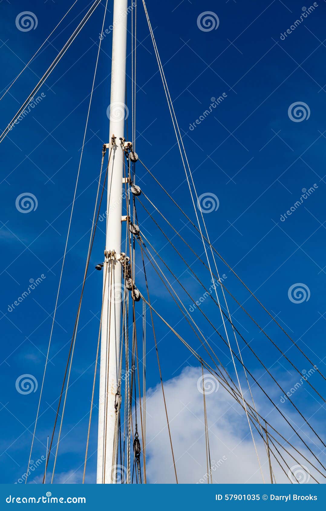 Ropes and Rigging on White Mast Stock Image - Image of boat, vessel ...