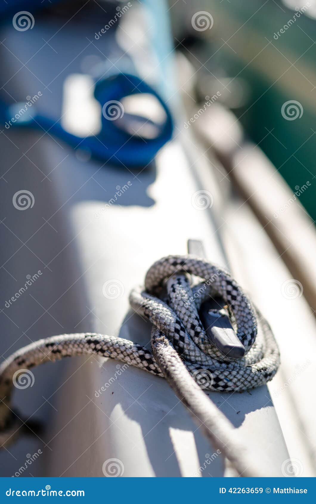 Ropes on sailing boat stock image. Image of post, moorage - 42263659