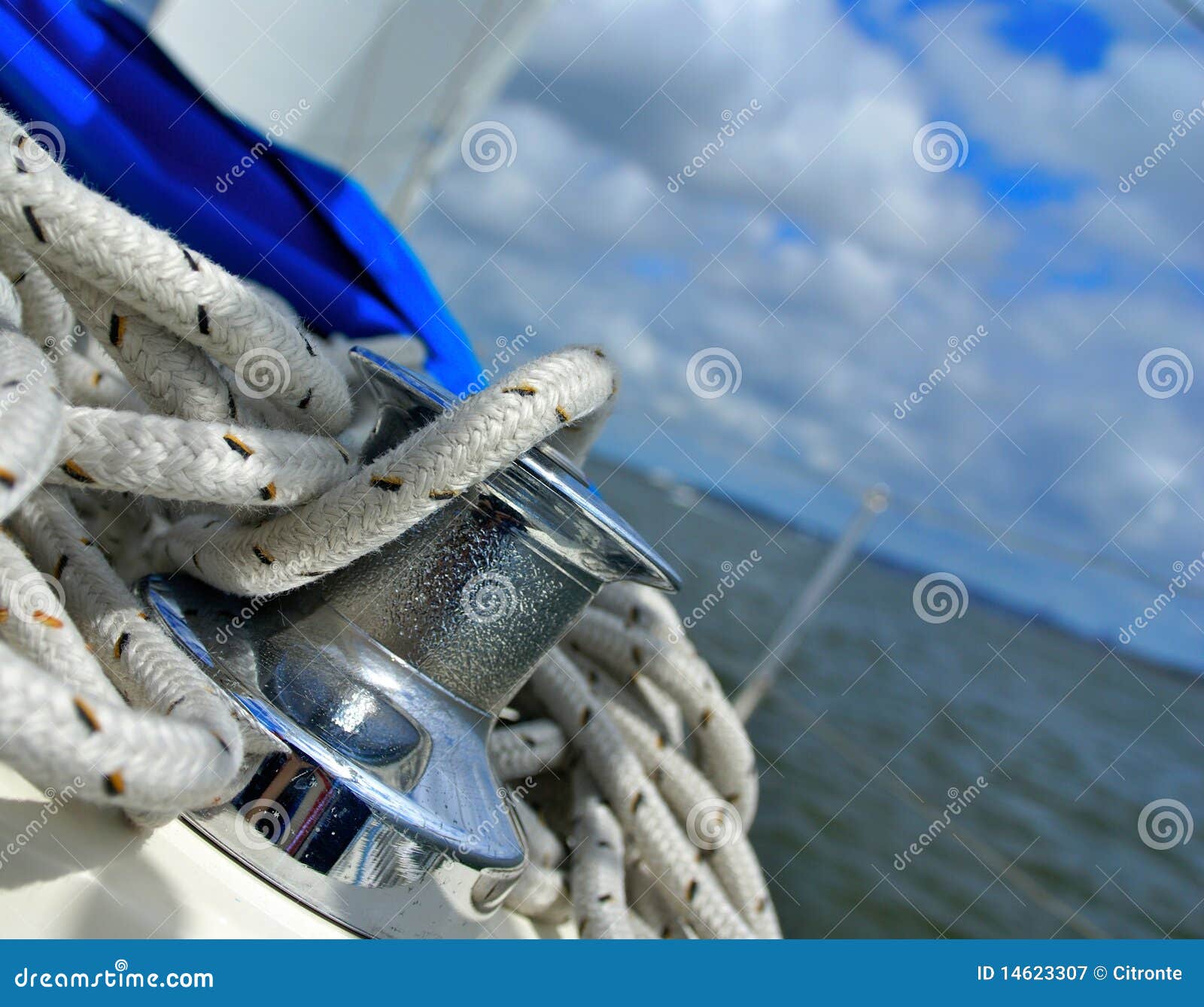 Ropes on a sailingboat stock image. Image of vessel, blue - 14623307