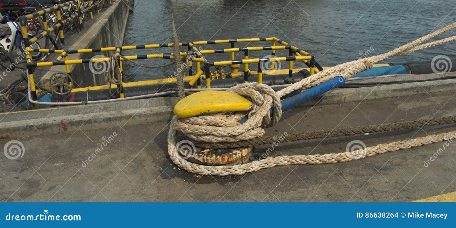 Ropes Securing Marine Vessel in Singapore Shipyard Stock Photo - Image ...