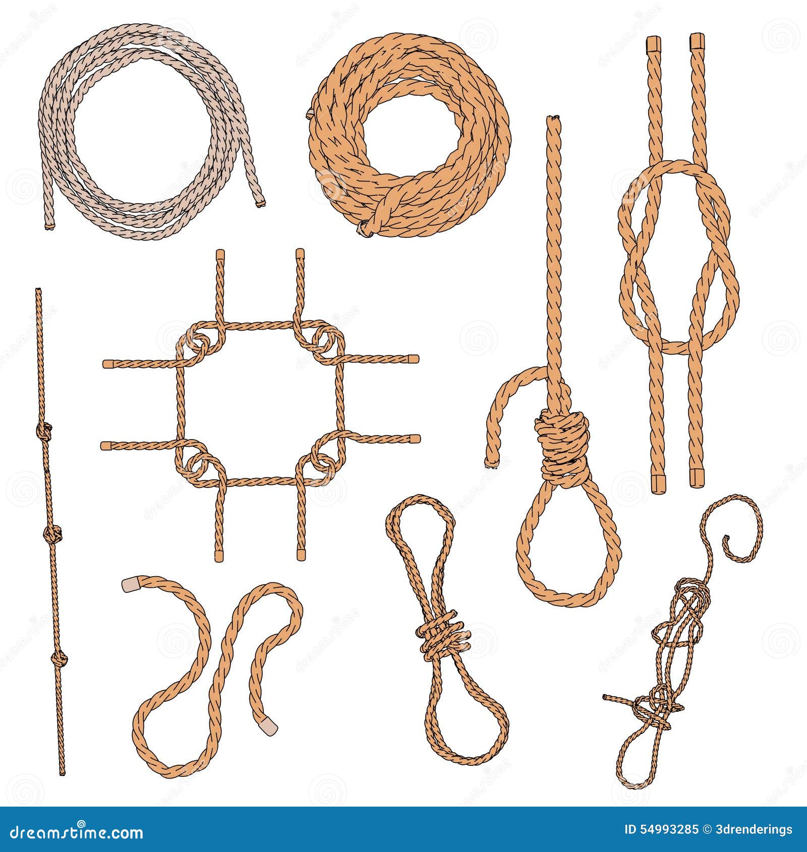 Ropes set stock illustration. Illustration of draw, drawing - 54993285