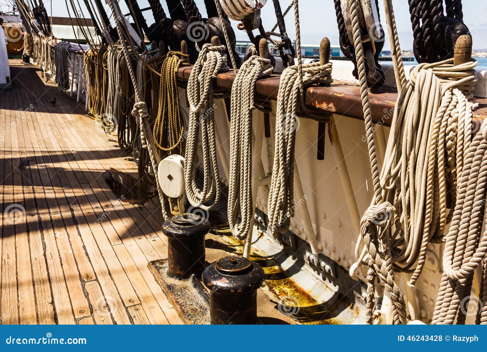 Ropes on ship stock photo. Image of dock, building, ship - 46243428