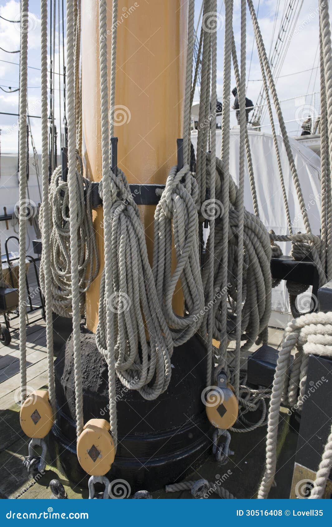Ropes on ships mast stock photo. Image of cord, museum - 30516408