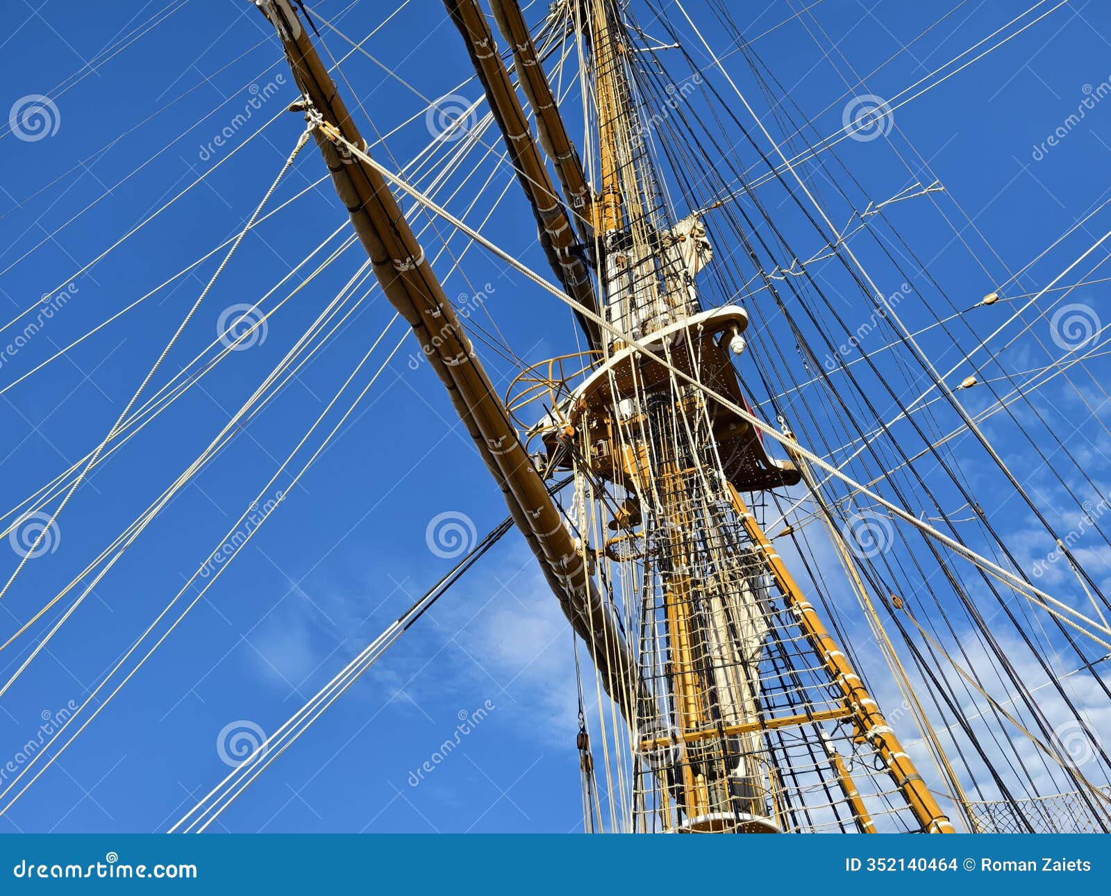 Ropes Stretched Across the Masts of an Old Ship Stock Photo - Image of ...