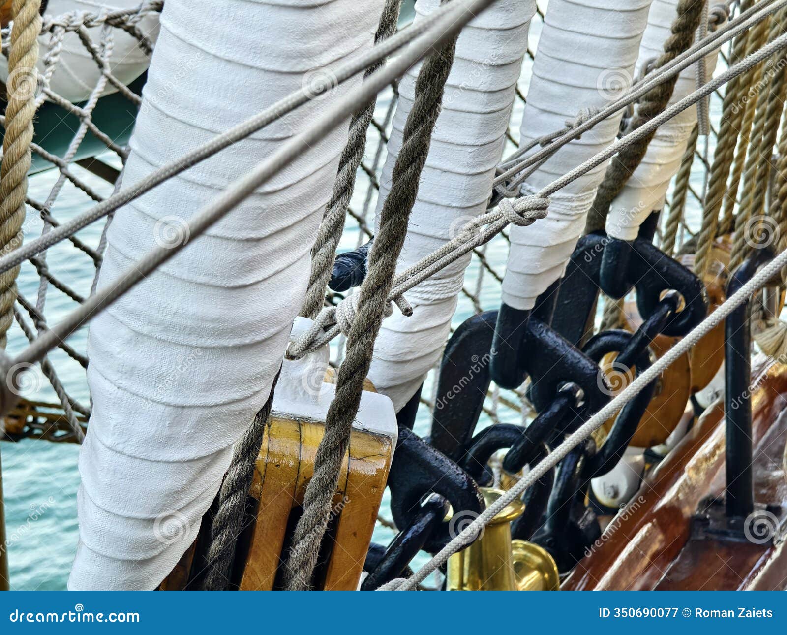 Ropes Stretched Across the Masts of an Old Ship Stock Image - Image of ...