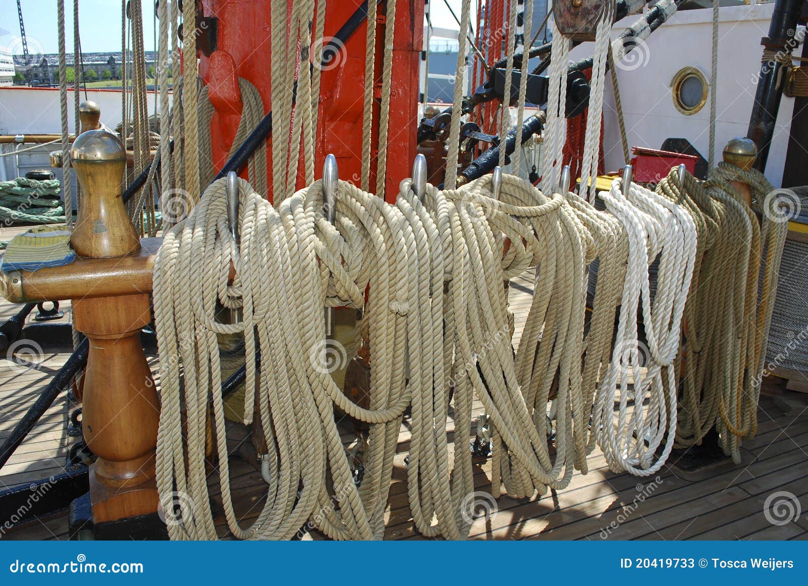 Ropes Tied Together on a Sailing Boat Stock Image - Image of rope, sail ...