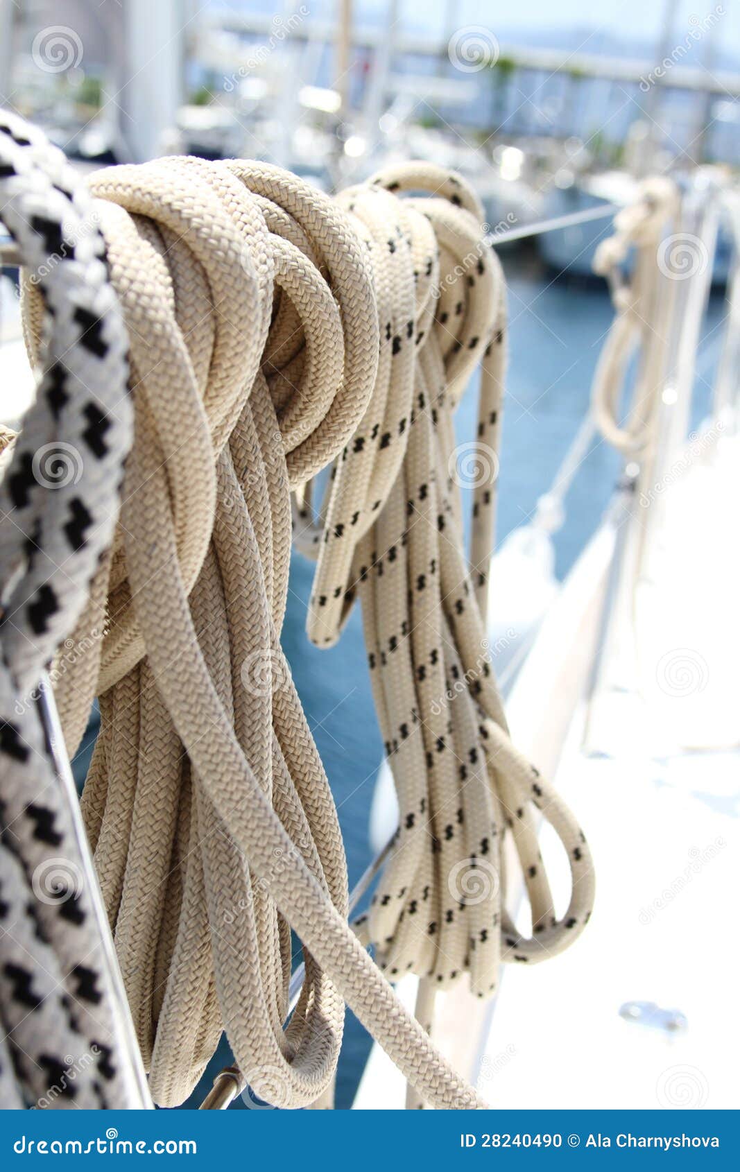 Ropes on the yacht stock photo. Image of sailing, sailboat - 28240490