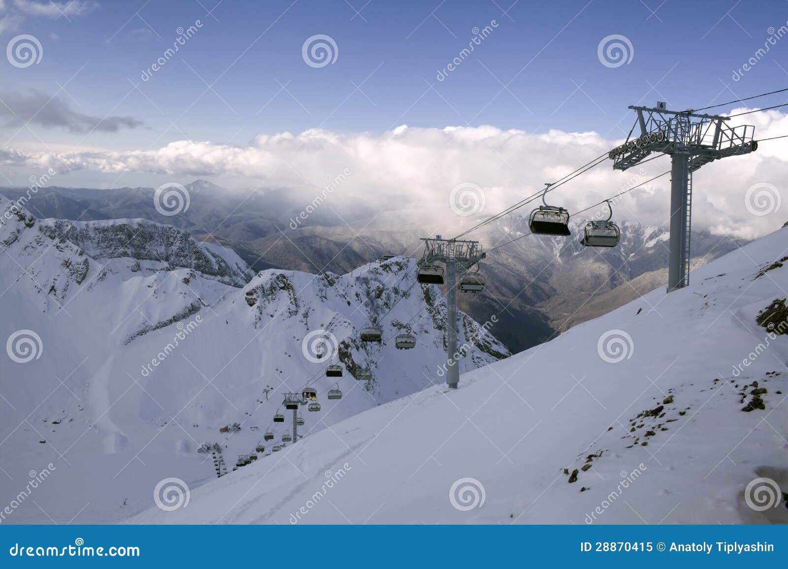Ropeway stock image. Image of blue, snow, mountain, snowboarding - 28870415