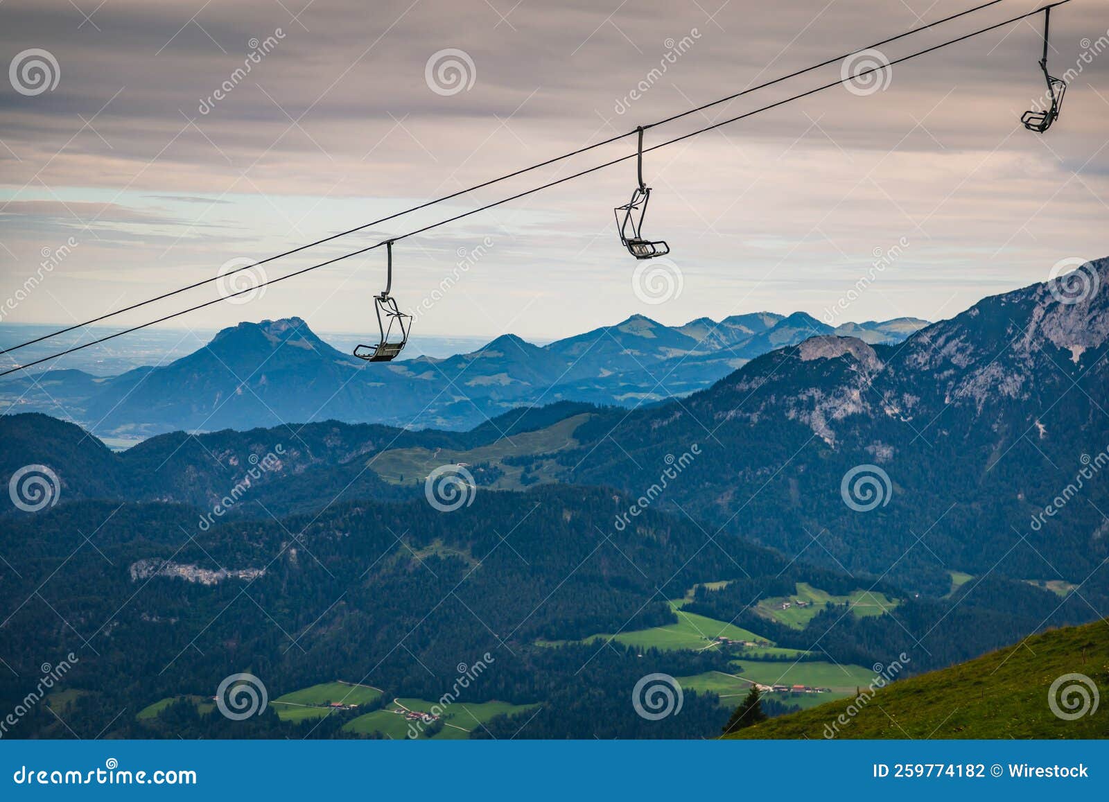 Ropeway with Beautiful Mountains in the Background during the Sunset ...