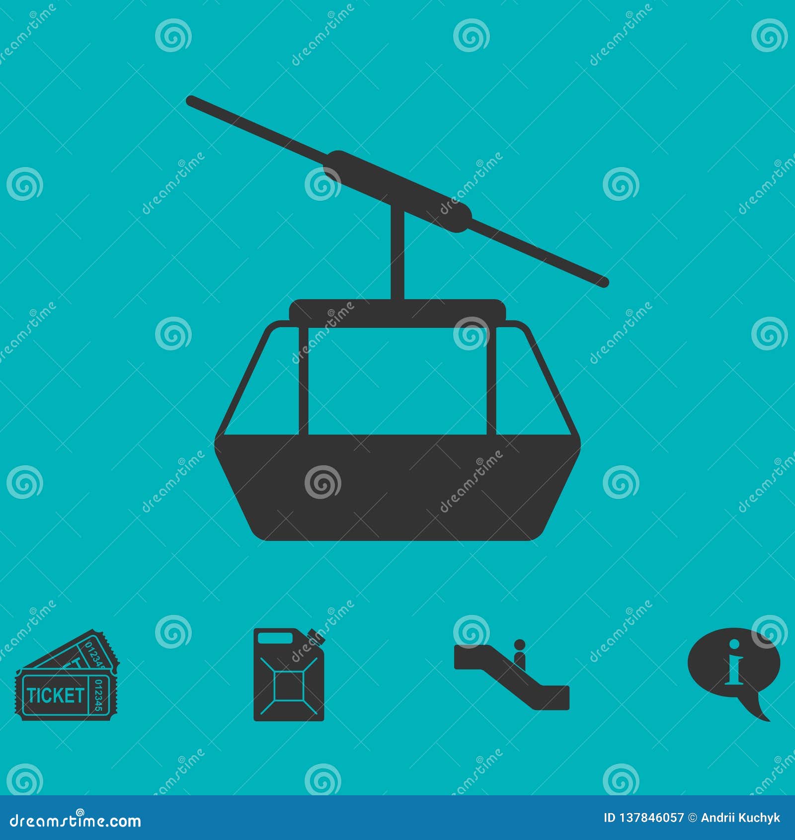 Ropeway cabines icon flat stock vector. Illustration of gondola - 137846057