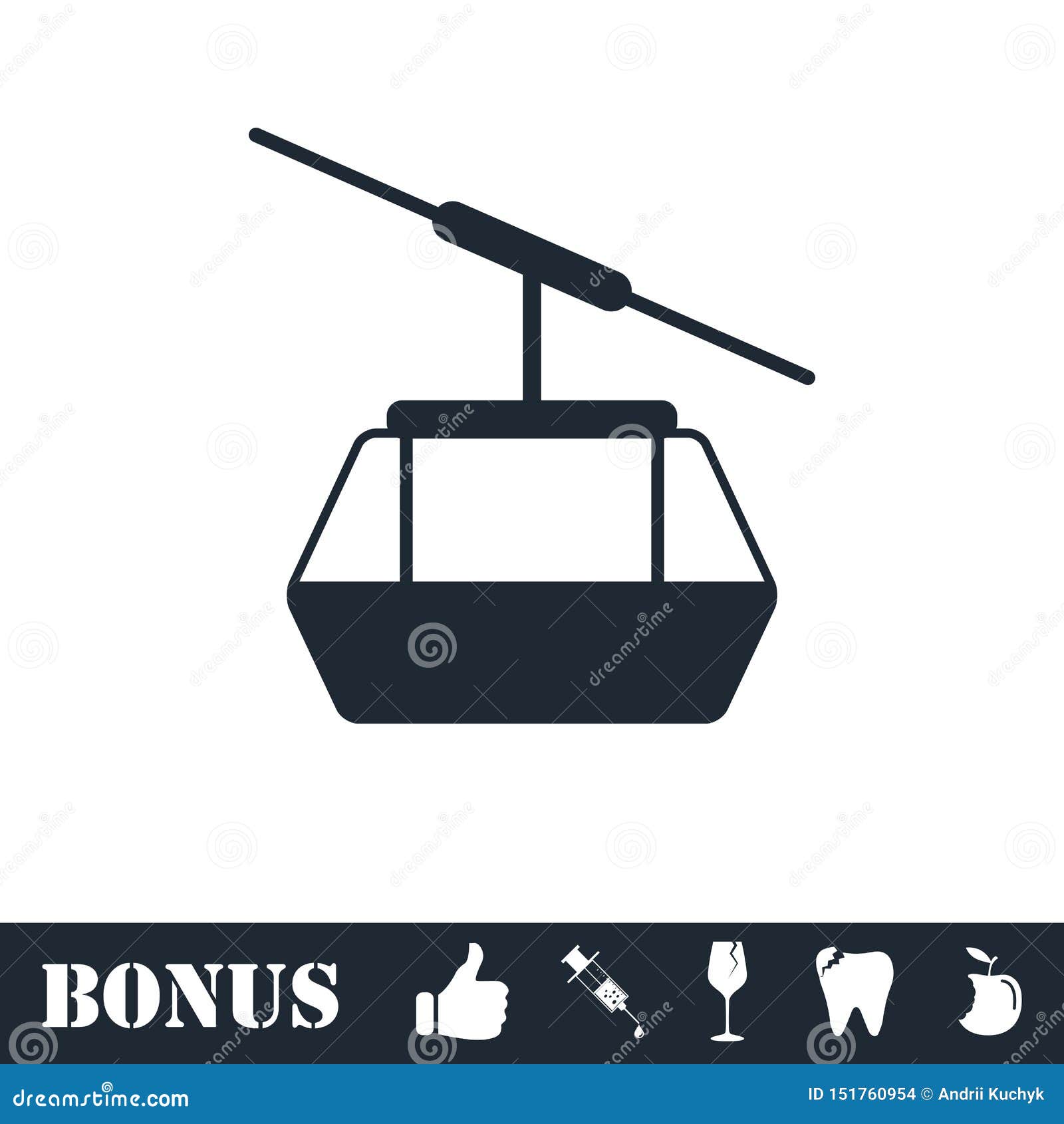 Ropeway Cabines Icon Flat Vector Illustration | CartoonDealer.com ...