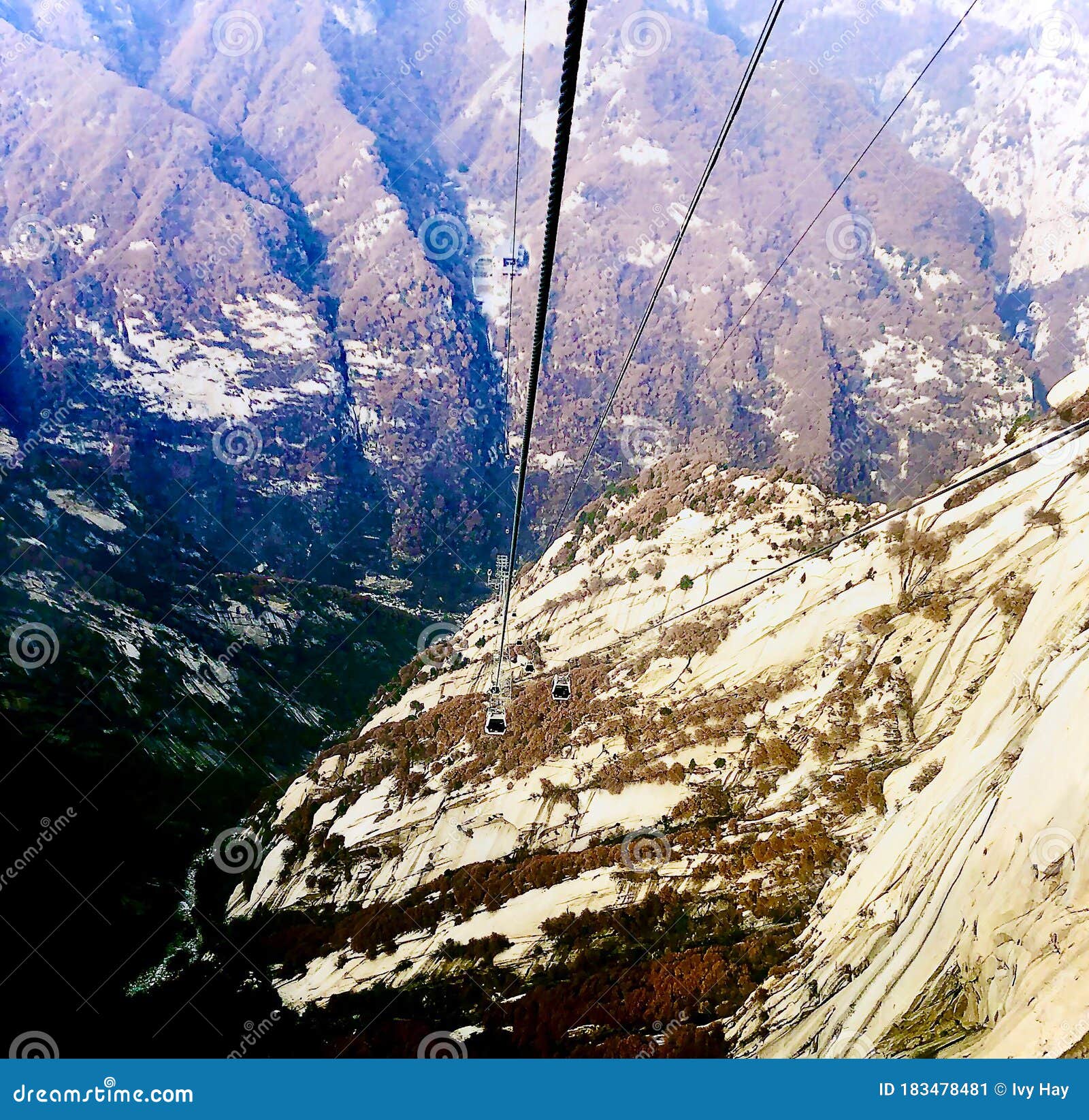 Deep in the mountains stock image. Image of ropeway - 183478481