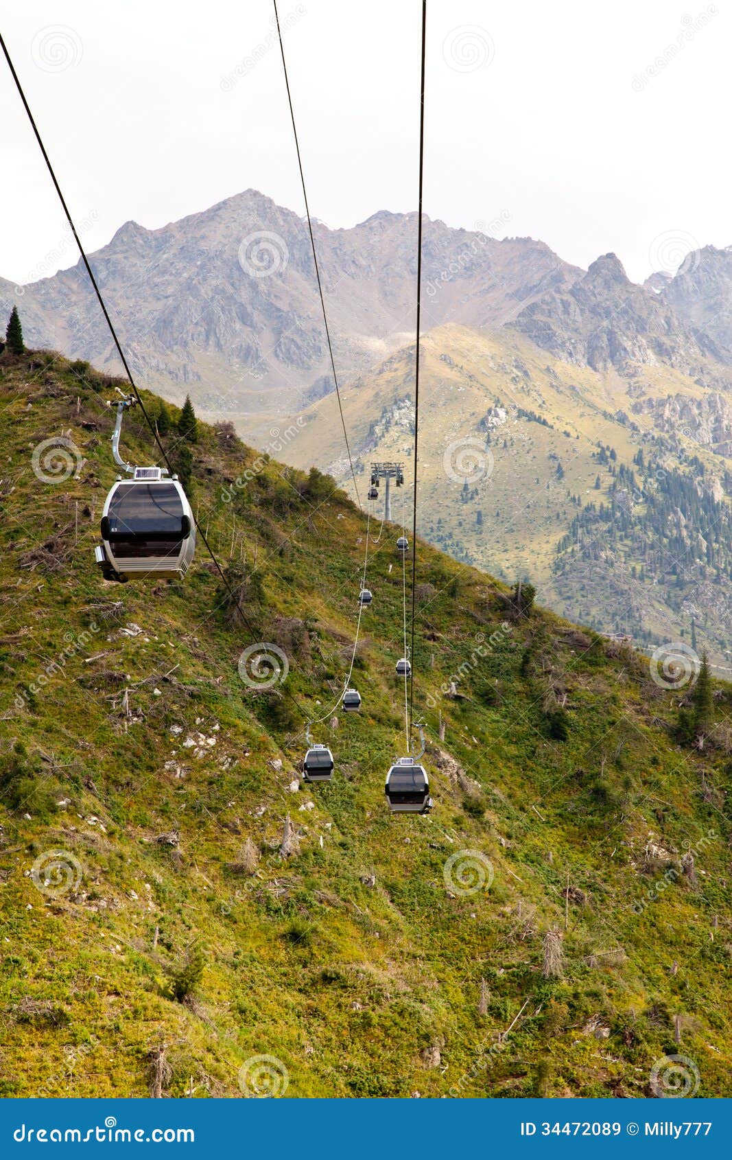 Ropeway. Cable Car at the Rink Medeo in Alma-Ata Stock Image - Image of ...