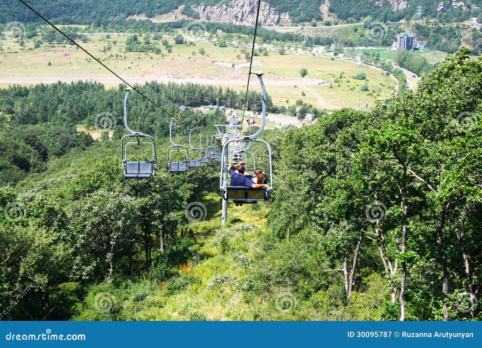Ropeway in Jermuk stock image. Image of blue, aerial - 30095787