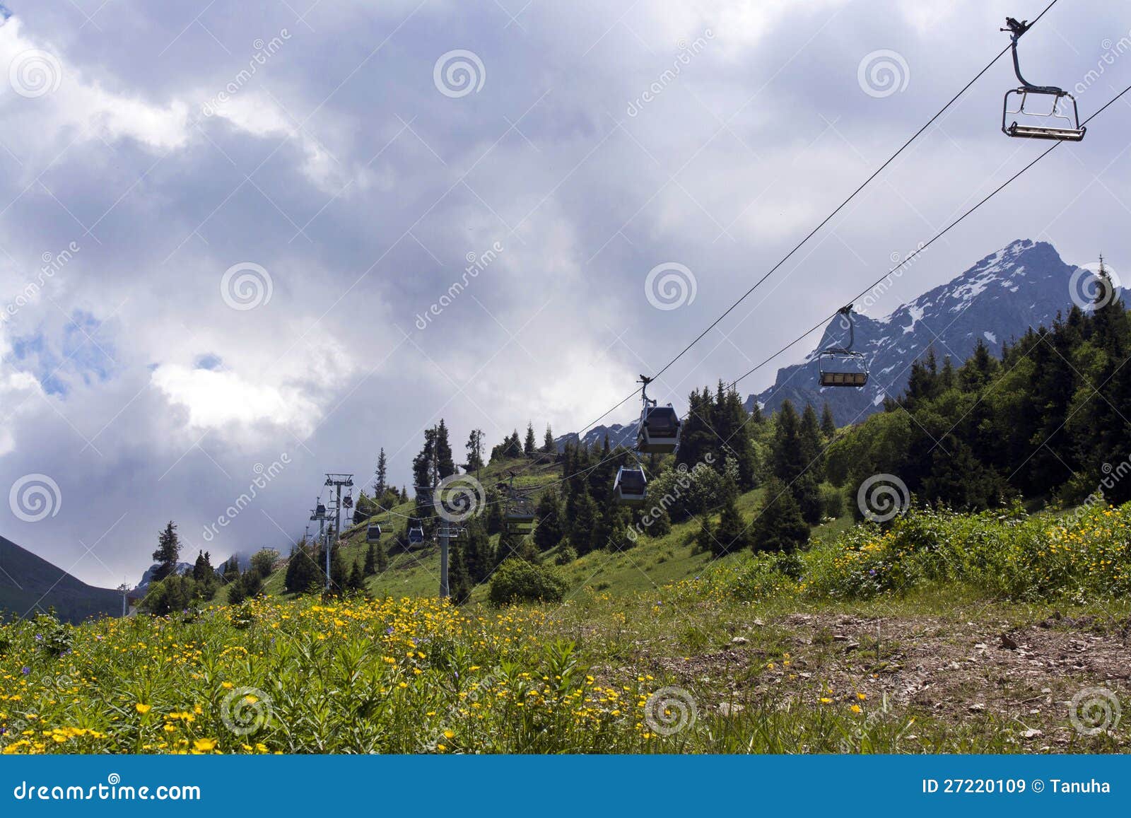 Ropeway in mountains stock image. Image of high, rock - 27220109
