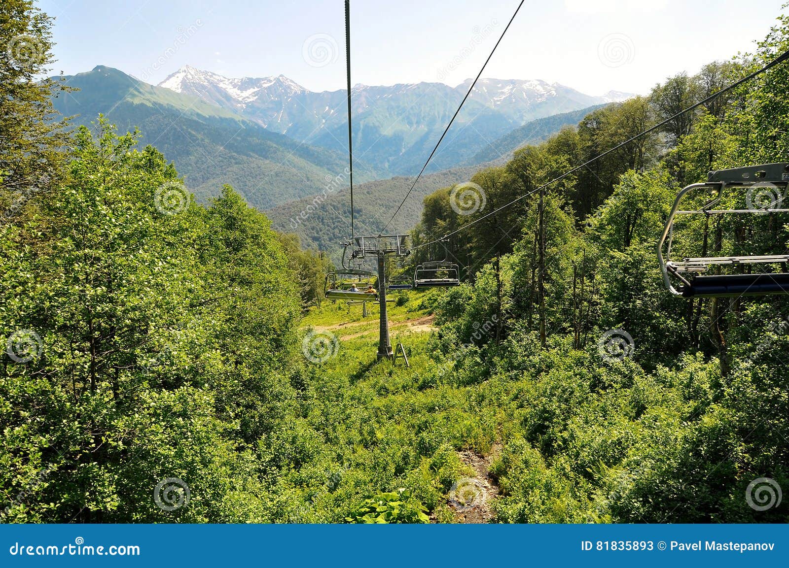 Ropeway in Sochi mountains stock image. Image of panoramic - 81835893