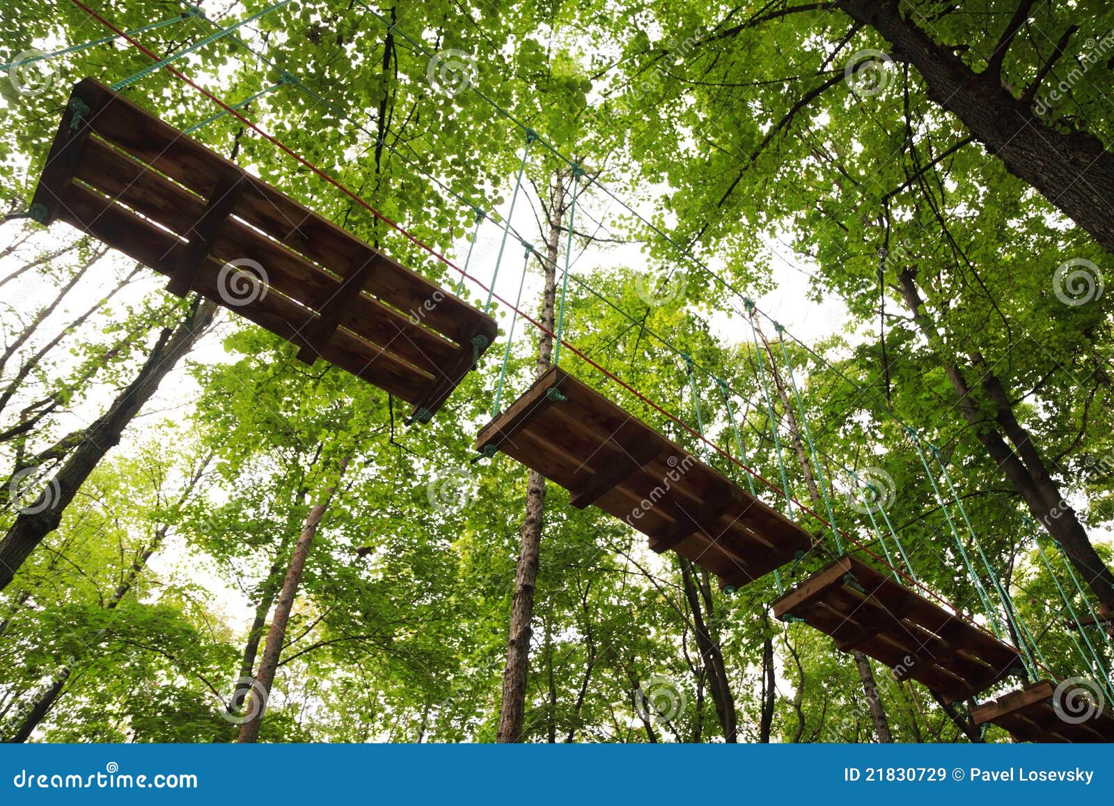 Ropeway With Tether In Rope Park Royalty-Free Stock Photography ...
