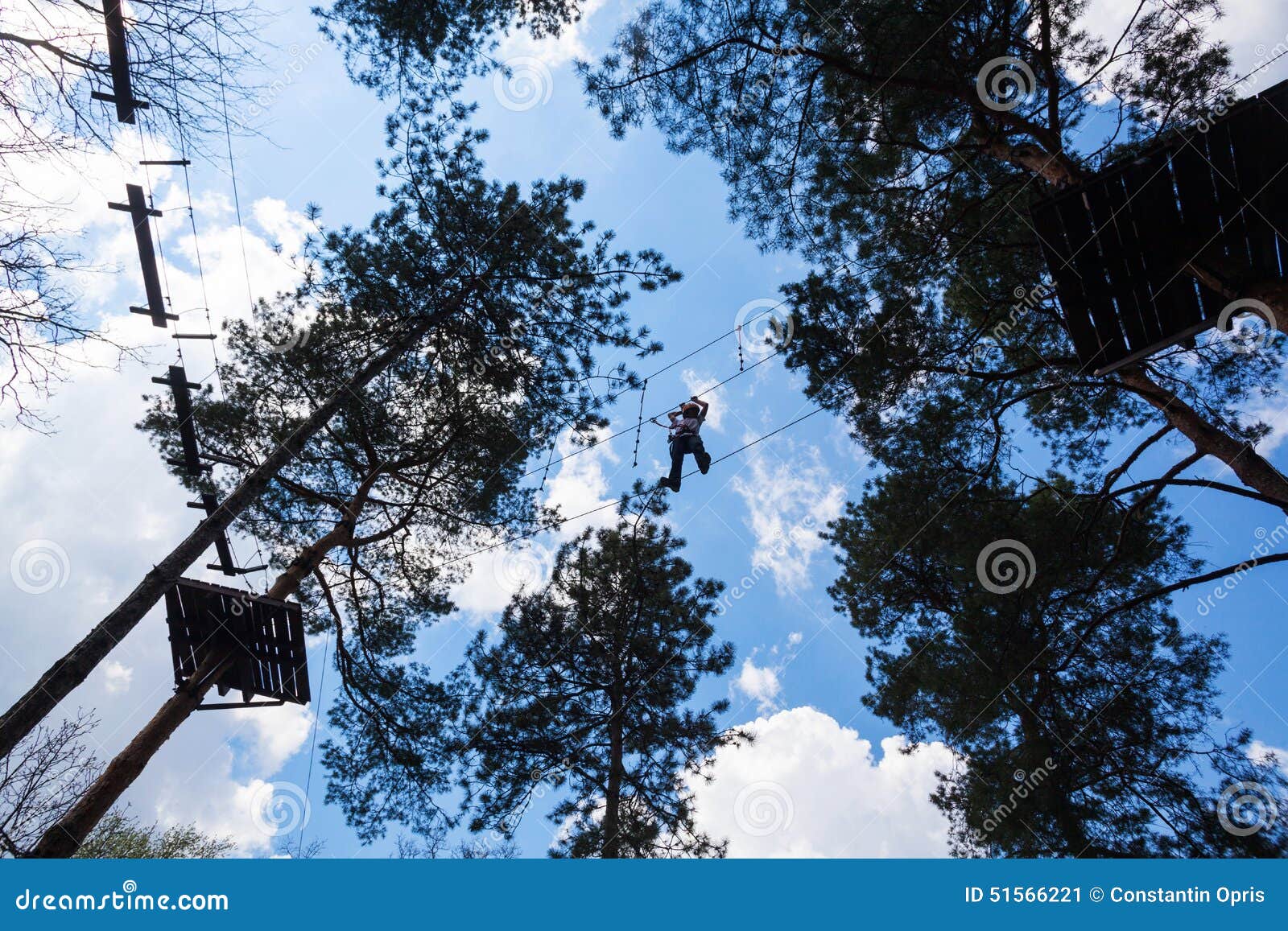 Ropeway with Tether in Rope Park Editorial Photo - Image of risk ...