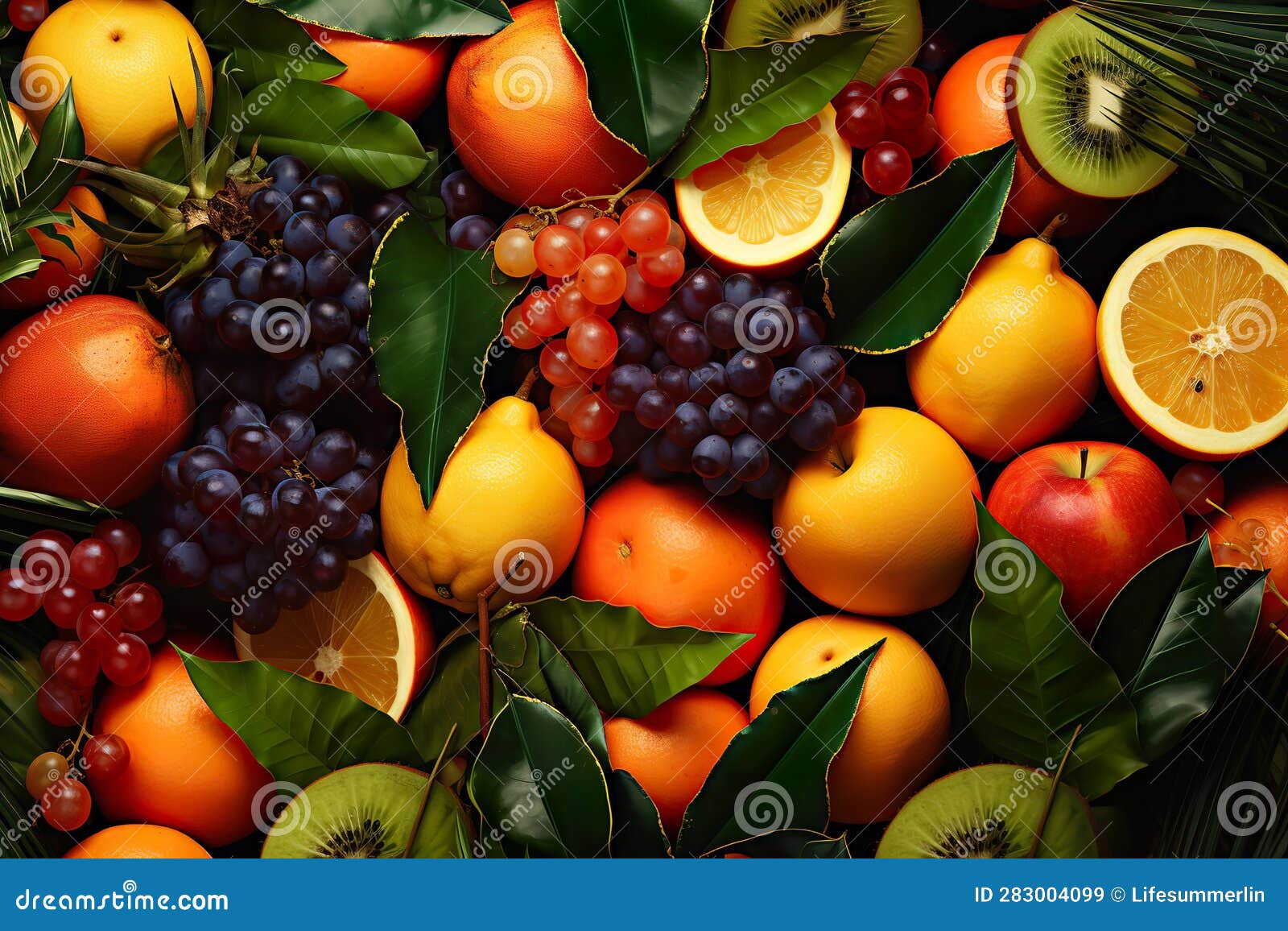 Ropical Paradise: Summer Fruits Background. Stock Illustration ...